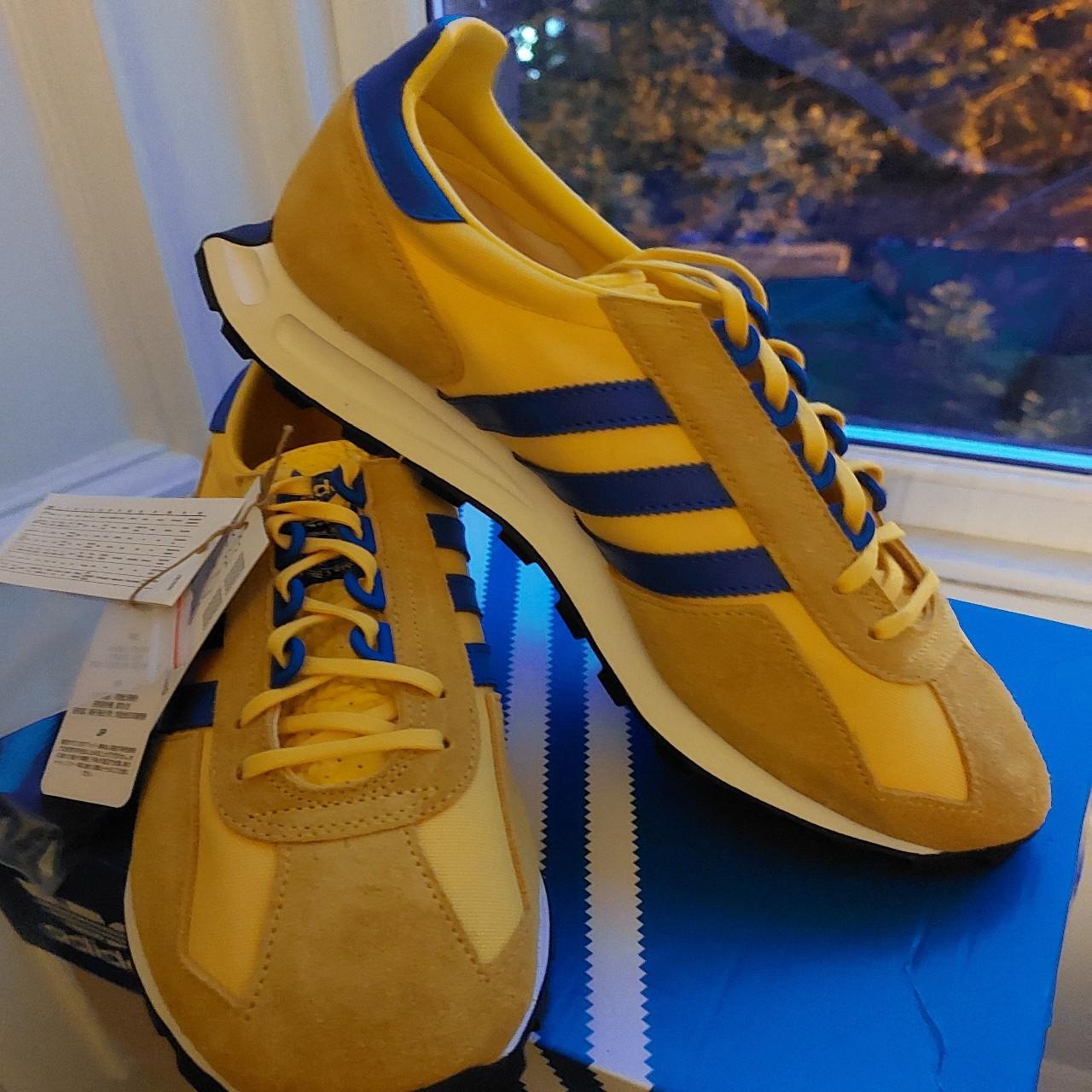 Adidas Racing 1, yellow blue, brand new with tags... - Depop
