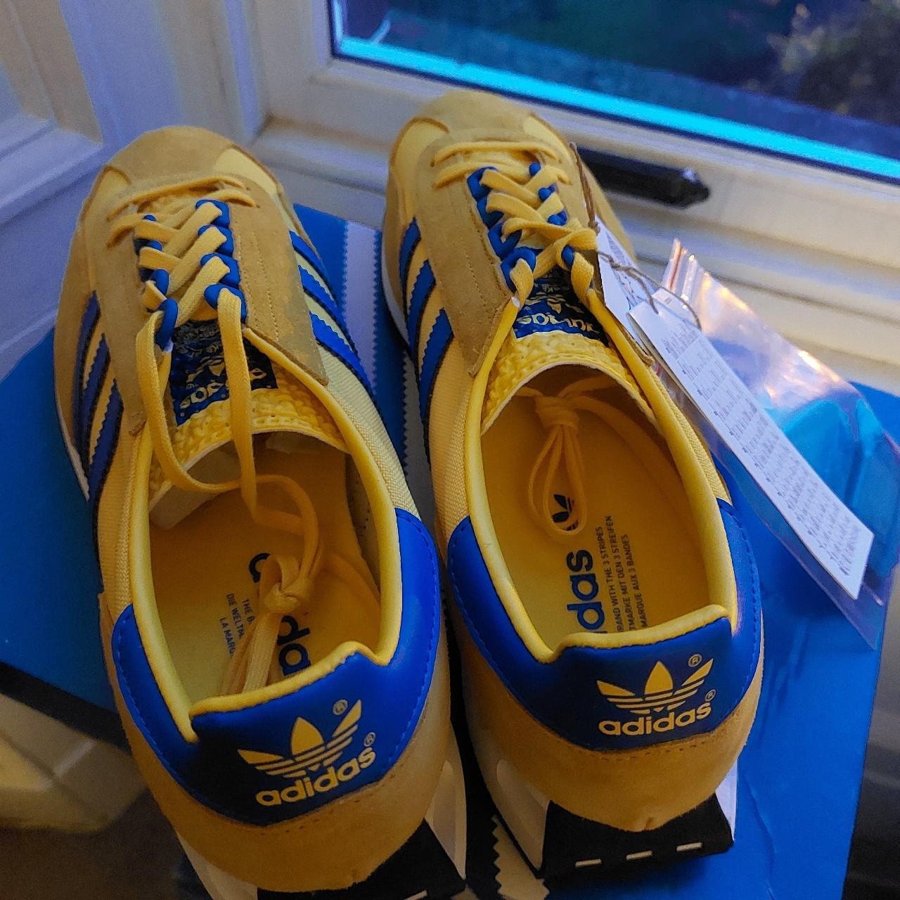 Adidas Racing 1, yellow blue, brand new with tags... - Depop