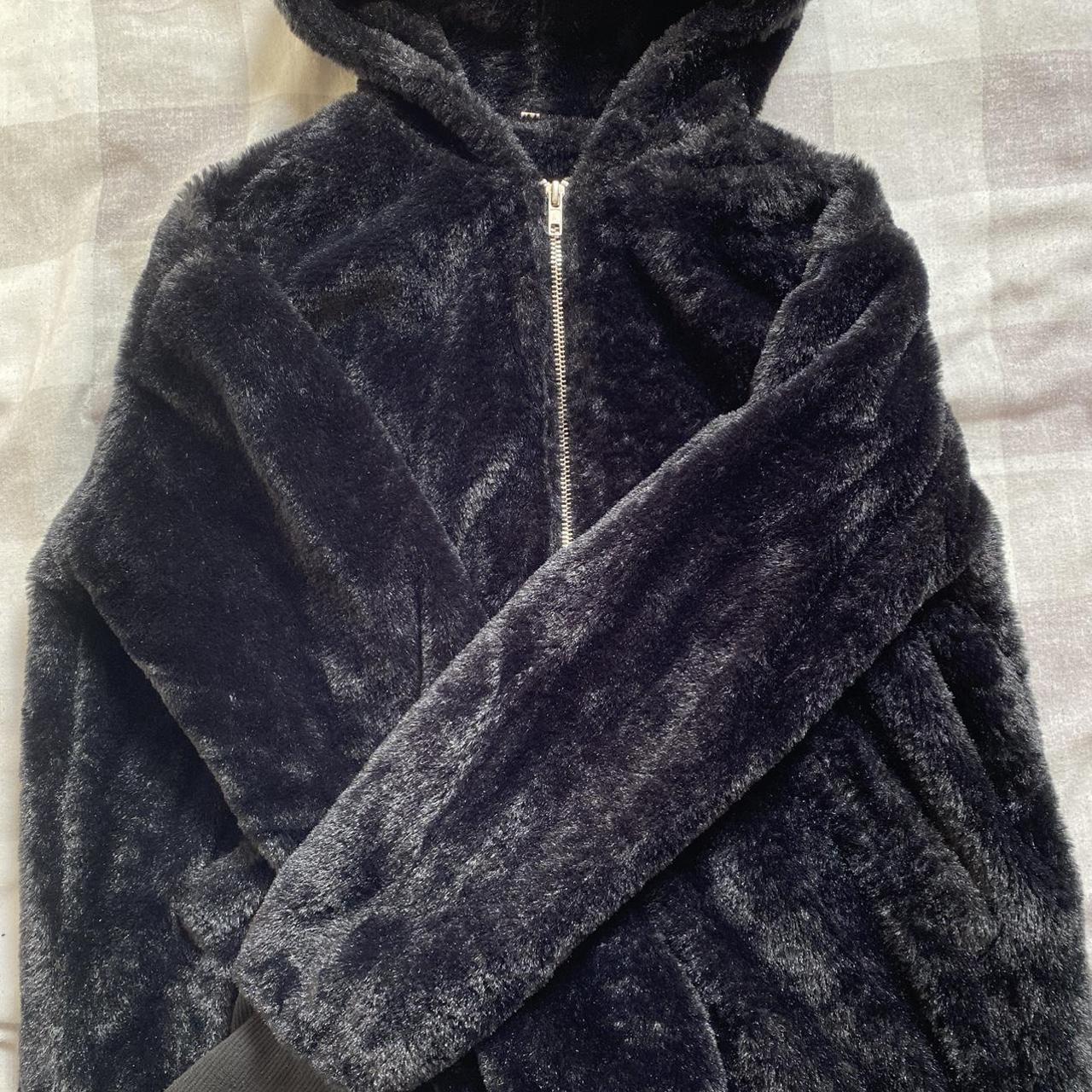 Fluffy black light jacket - Depop