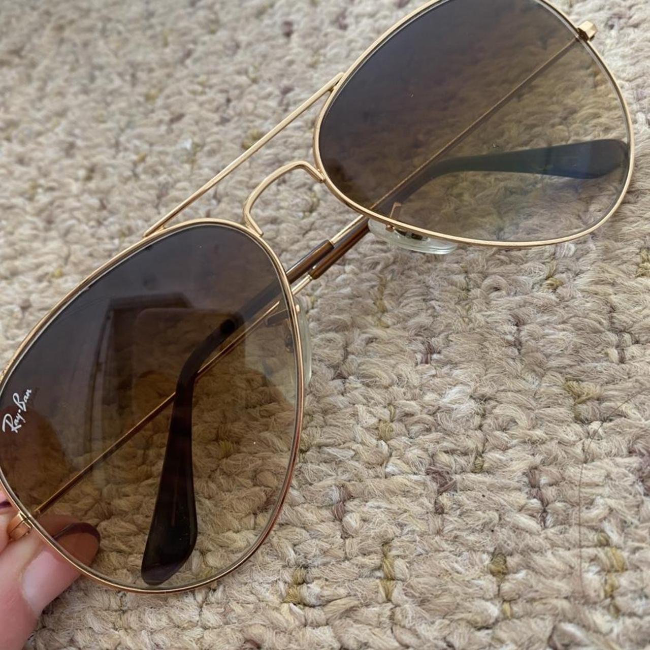 Ray Bans brown aviator style Small chip in one of... - Depop
