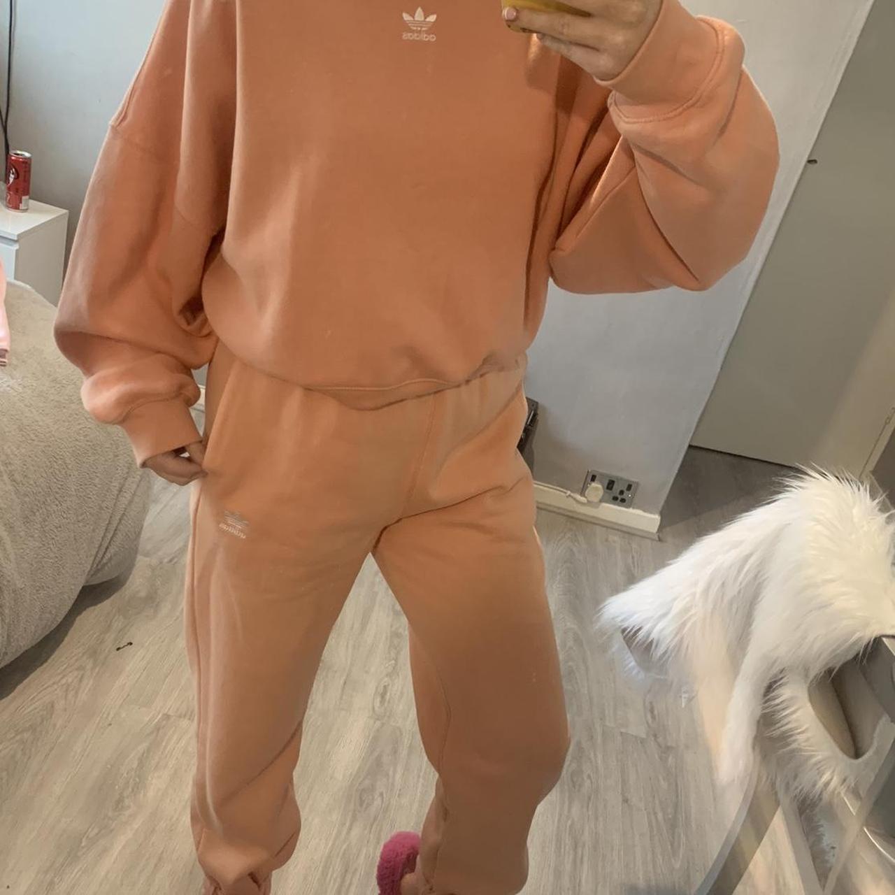 Adidas peach tracksuit Size 8 worn literally once... - Depop