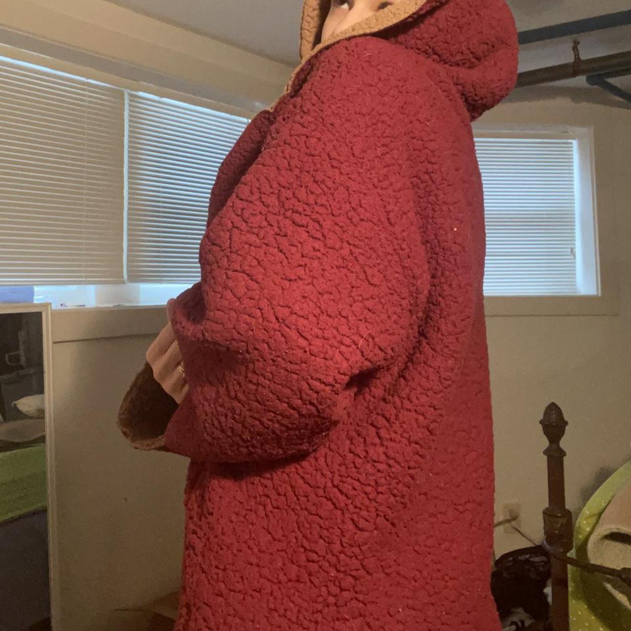 adorable red & brown hooded, reversible teddy... - Depop