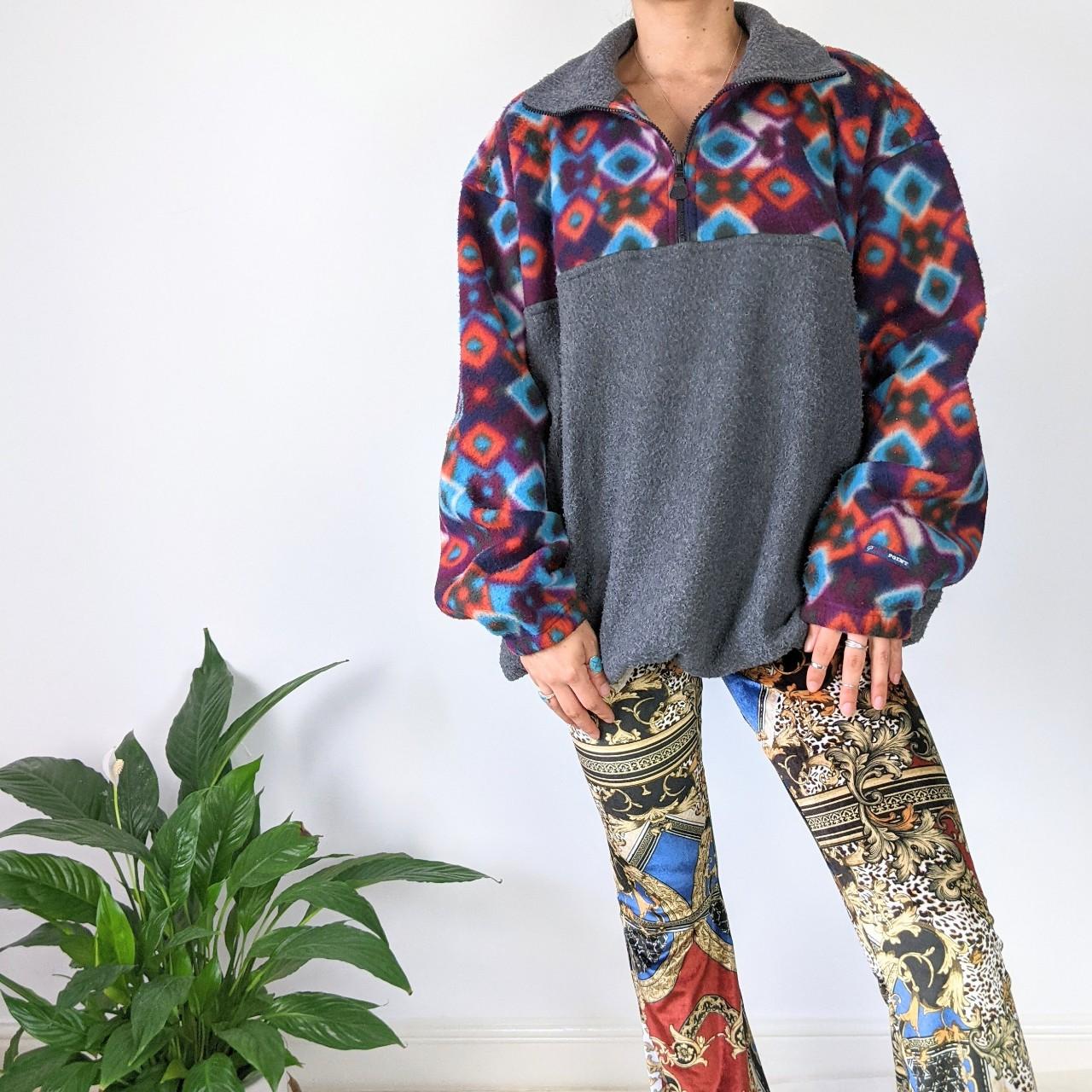 ️ Description - Vintage funky fleece. Grey 1/4 zip... - Depop