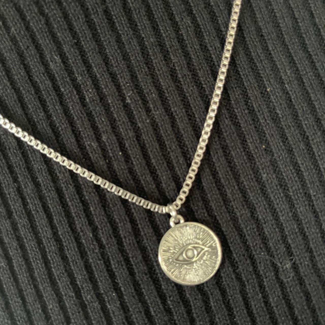 Evil Eye Men Pendant Necklace. Men Silver Chain... - Depop
