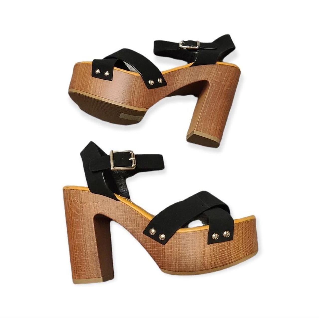 SHEIN Block Heel Black Platform Sandals, vegan suede... - Depop