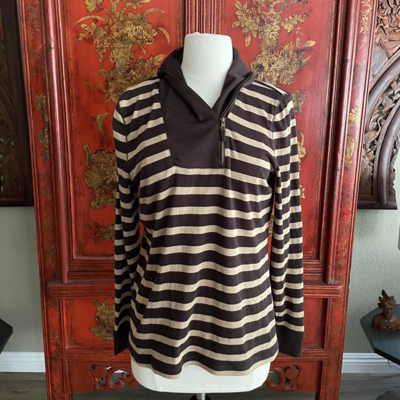 LRL Ralph Lauren striped high neck zip top -no... - Depop