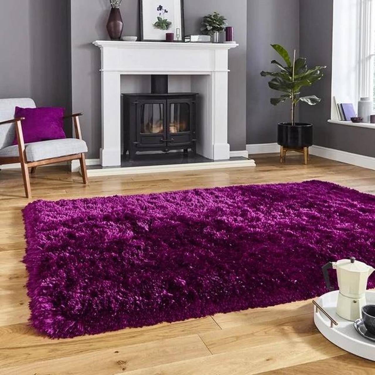 Plum Thick Shaggy Rug Plum Shaggy Rug is handtufted... - Depop