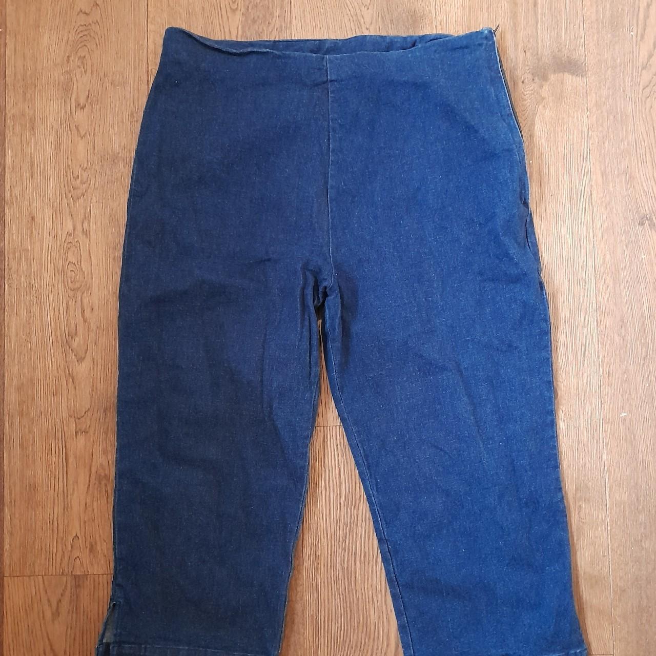 90s high waist denim capri High waist with a side... - Depop