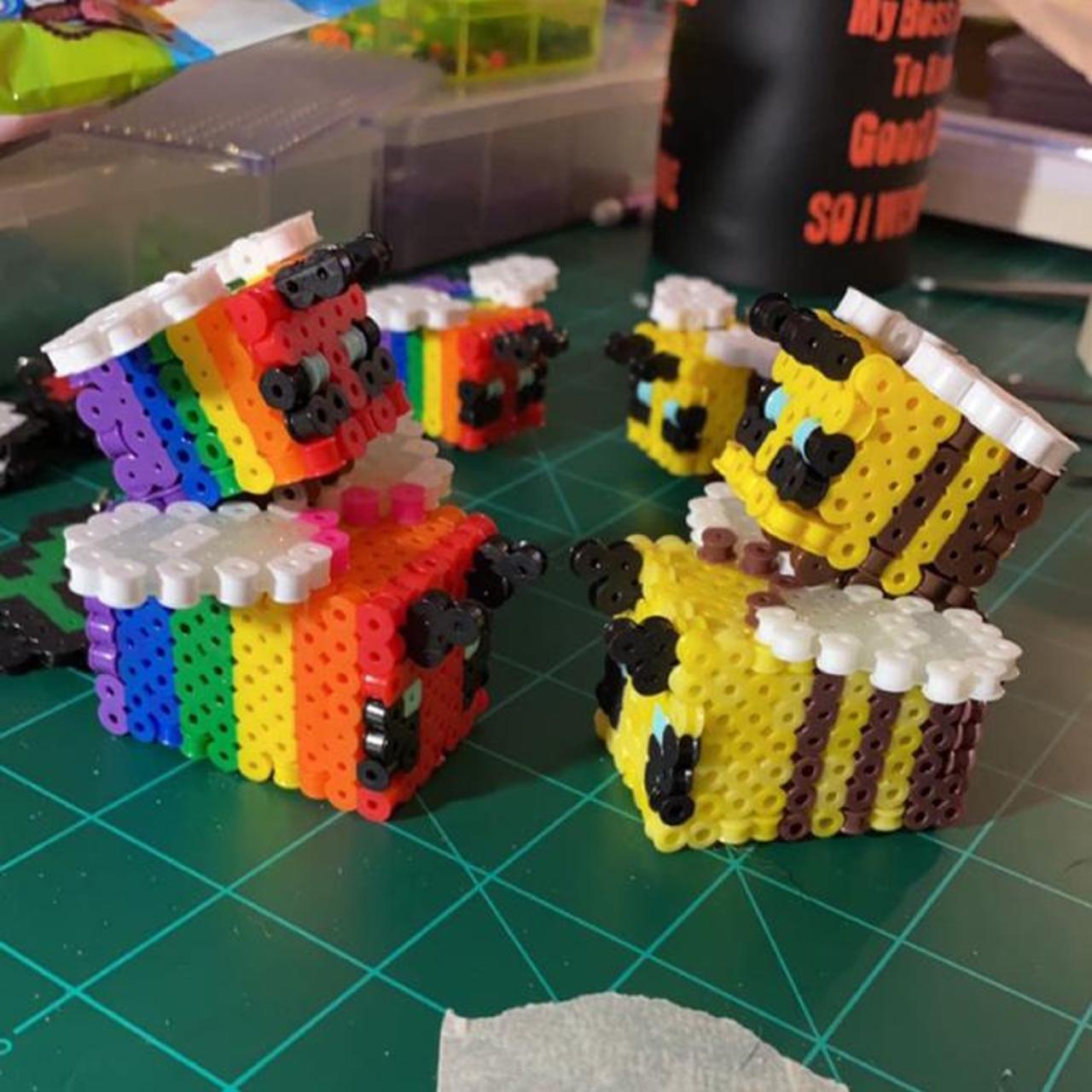 Minecraft style lgbtq+ pride bee EARRINGS! 🐝... - Depop