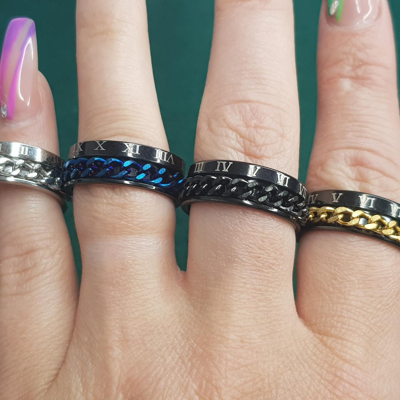 Final Fantasy Numerals Black Chain Ring Rings come... - Depop