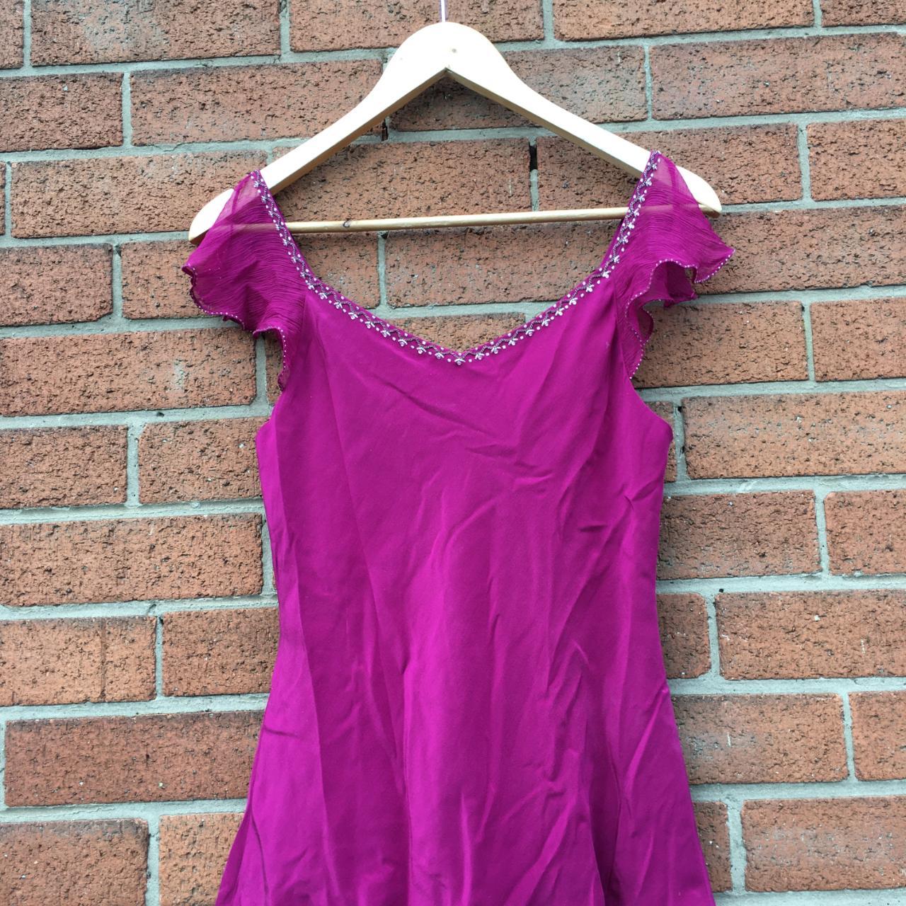 Kaliko Fuchsia Silk Floaty Top with Beading... - Depop