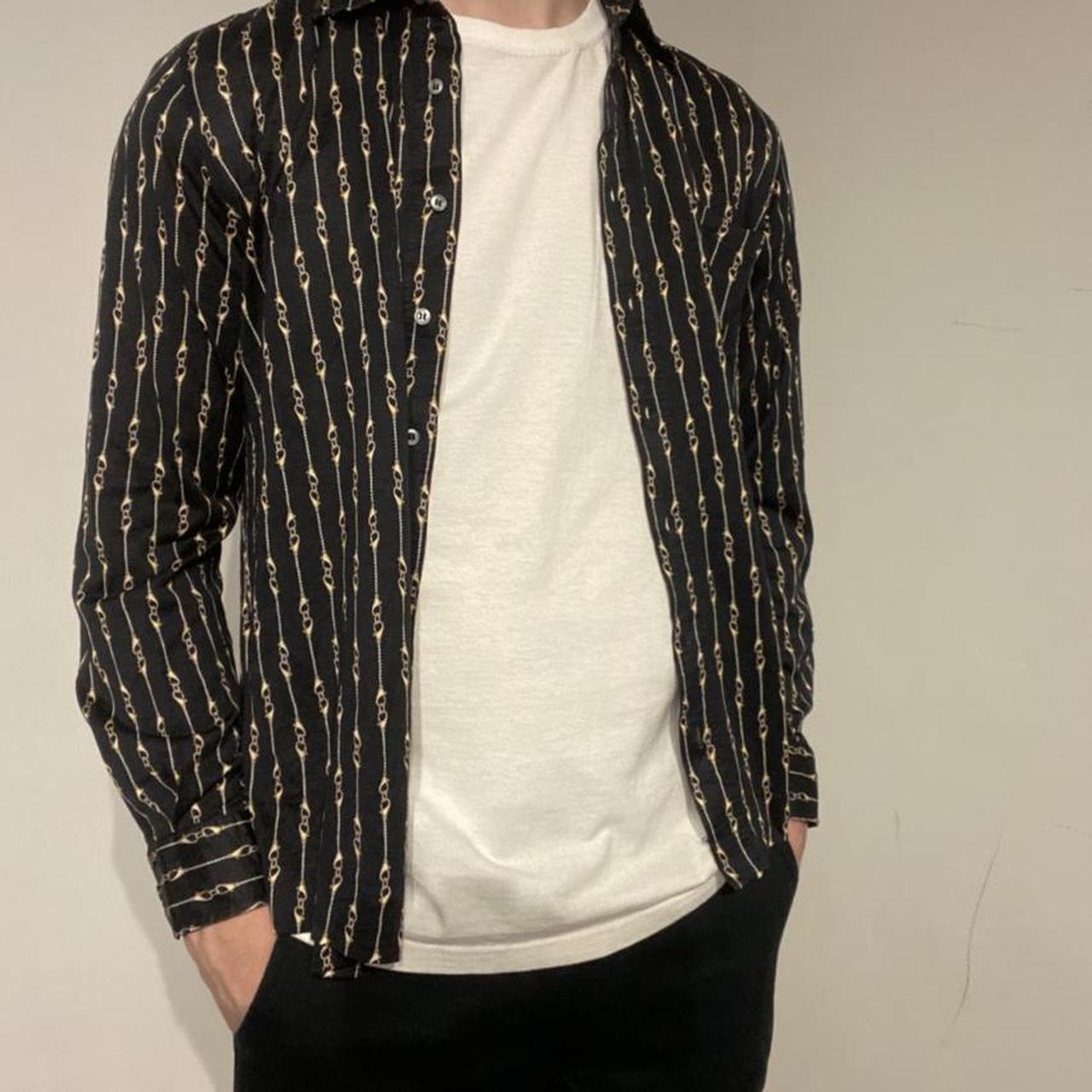 Vintage 70s Silk Style Chain Casual Long Sleeve... - Depop