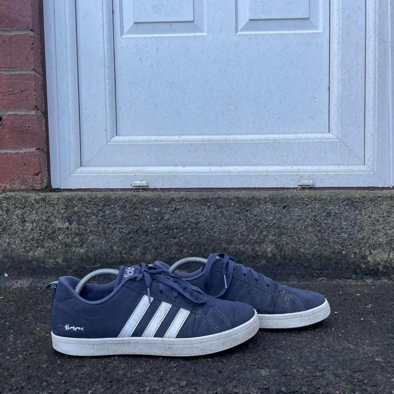 Adidas VS Pace Low Top Trainers in Navy Blue & White... - Depop