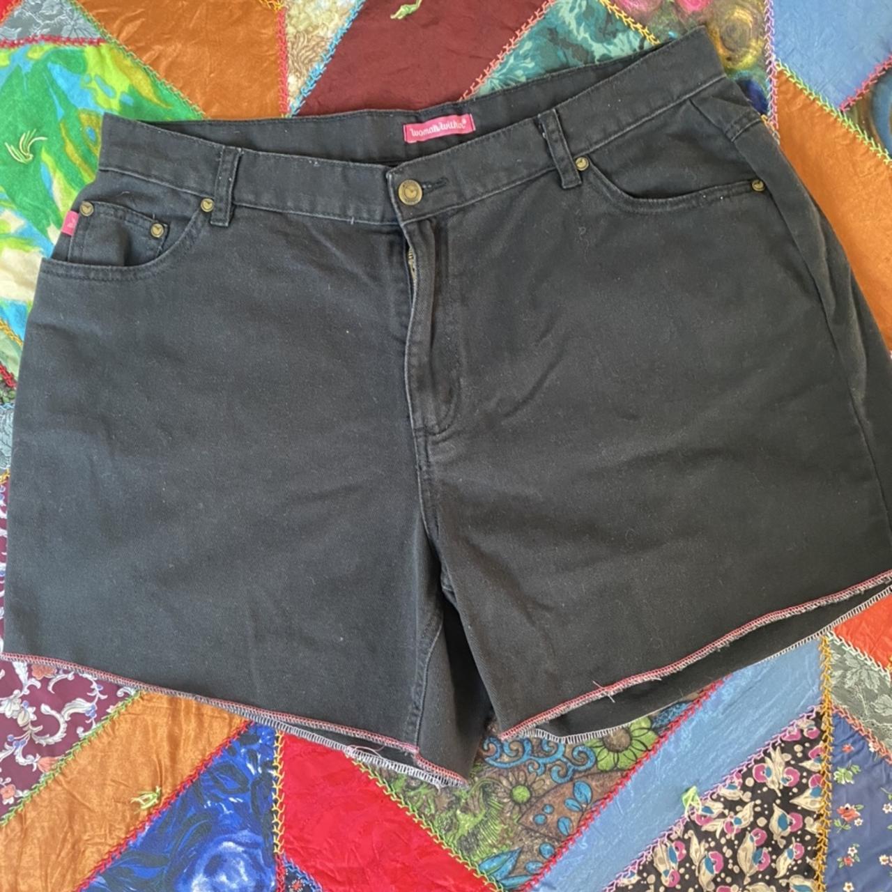 These Upcycled woman’s shorts were made from a black... - Depop