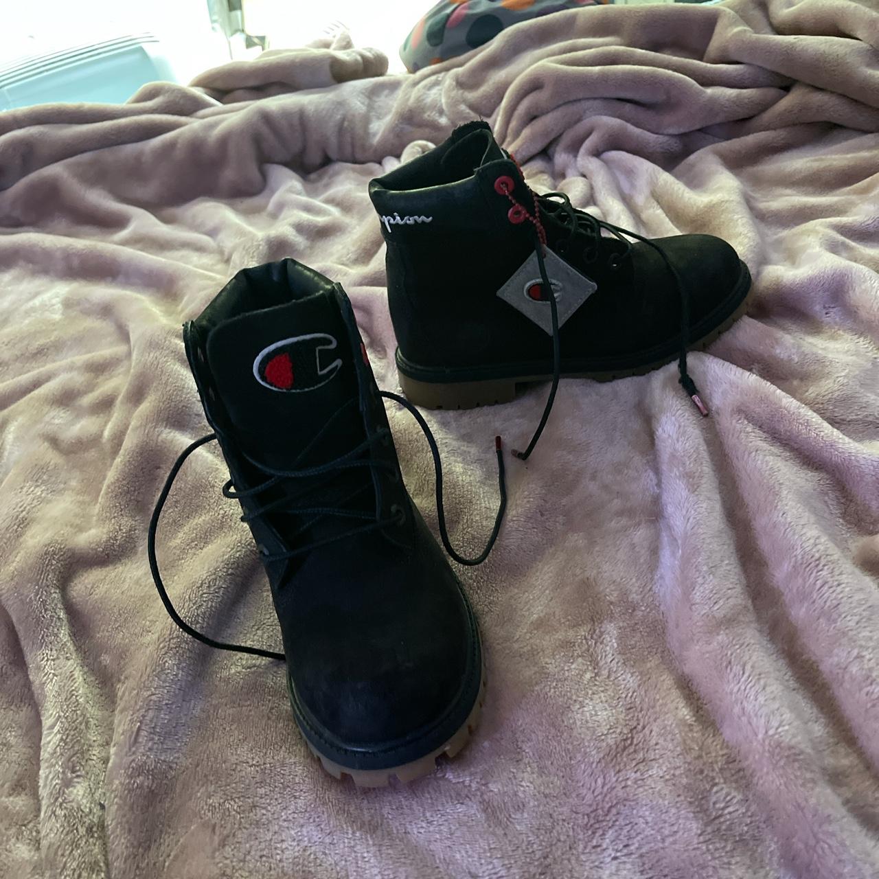 champion x timbs. only worn a couple times size: US... - Depop