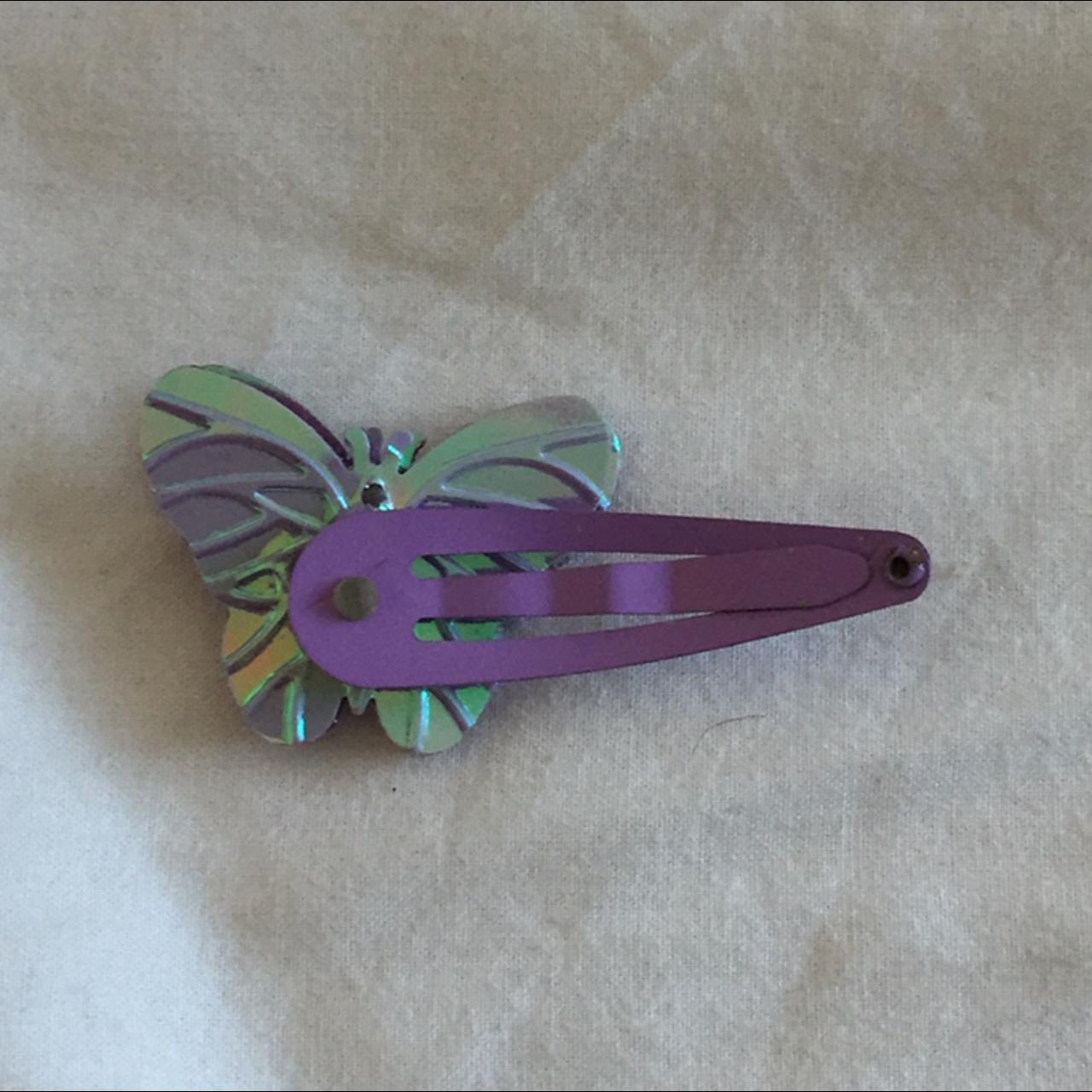 cutest purple iridescent butterfly clip very y2k... - Depop