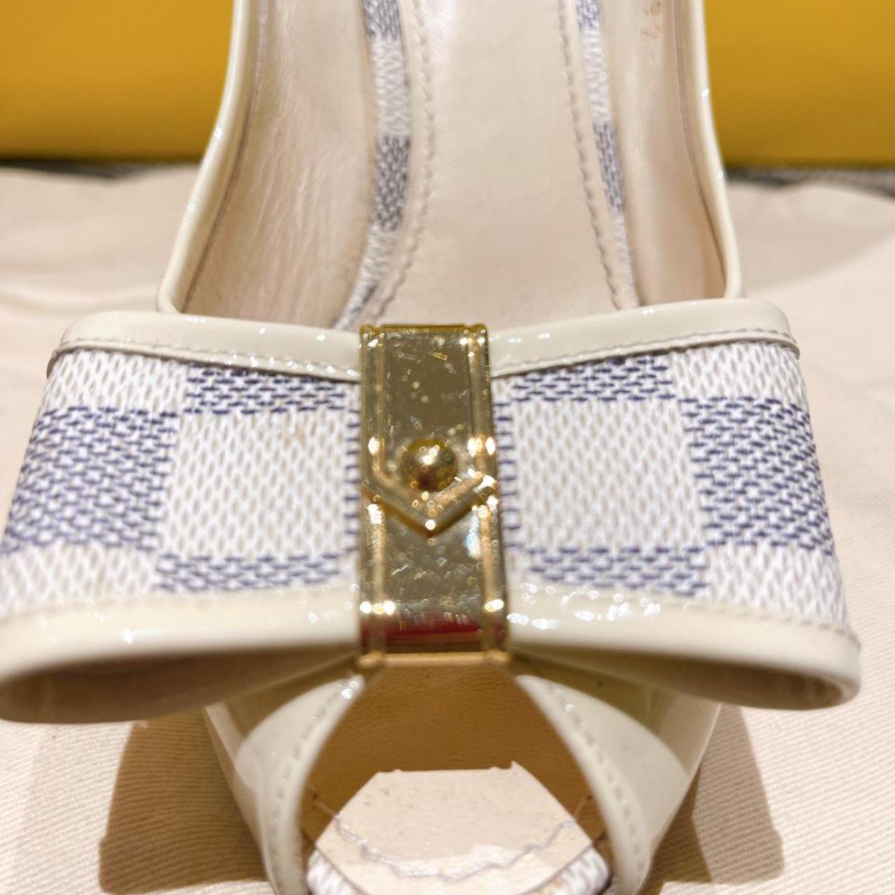 Louis Vuitton Cream Patent Leather And Damier Azur Depop