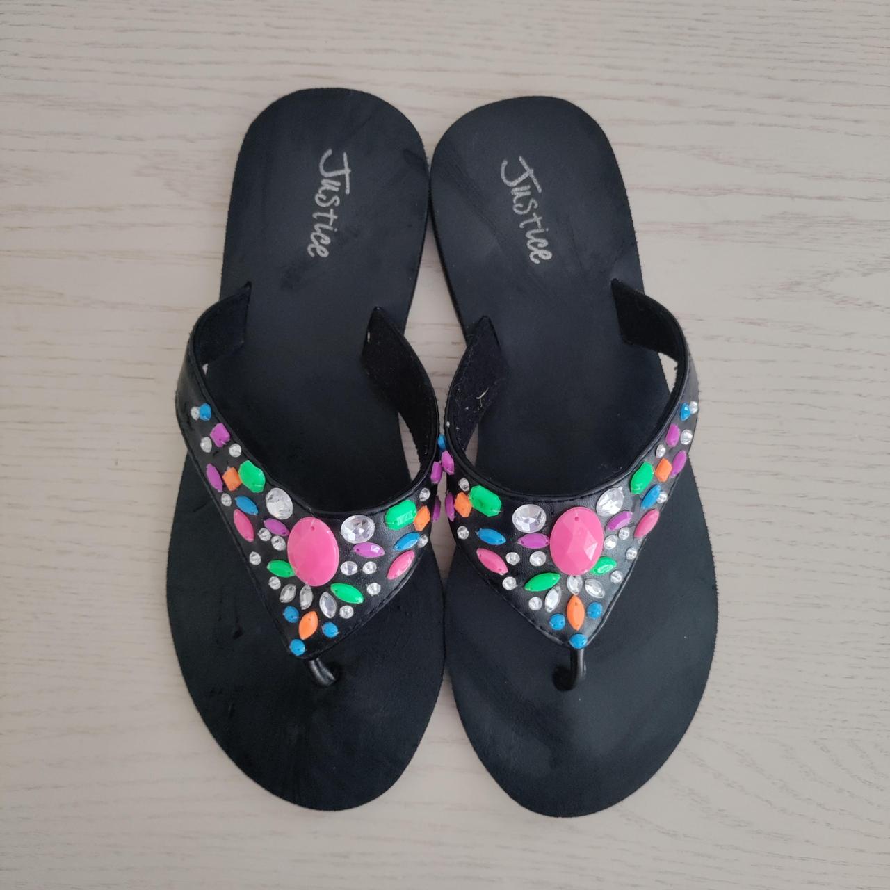 Colorful Bedazzled Gem Flip Flops Super fun and... - Depop