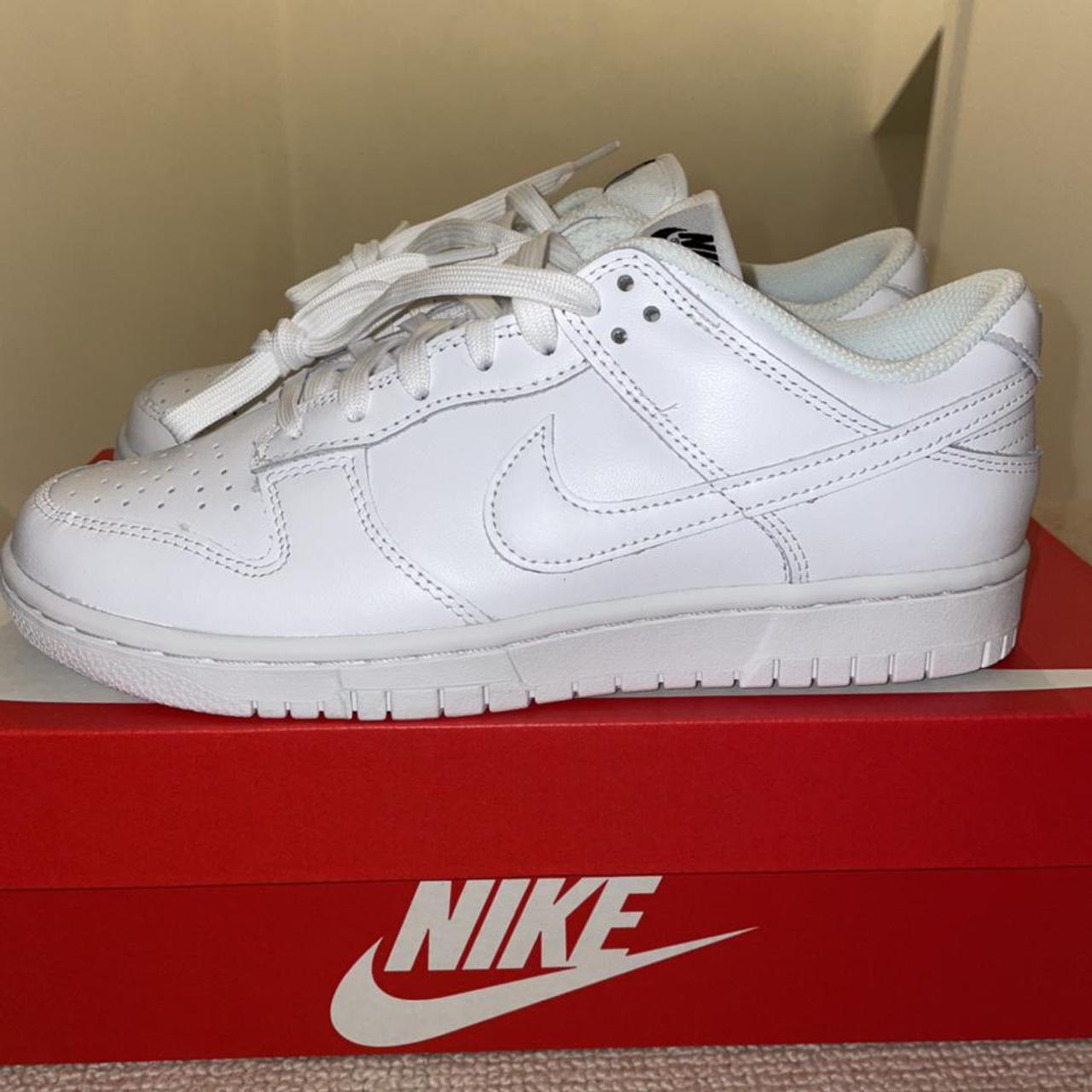 **BRAND NEW** NIKE DUNK LOW - ALL WHITE! UK 5.5... - Depop