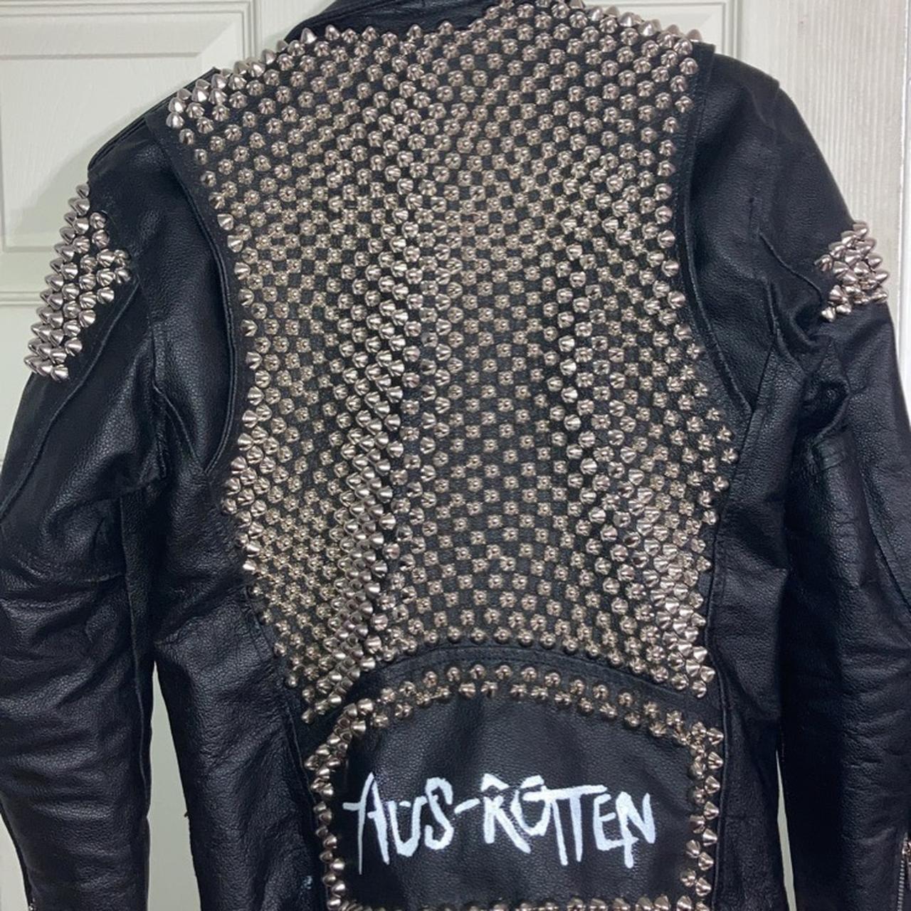 Punk leather jacket, handmade Aus Rotten, discharge... | Depop