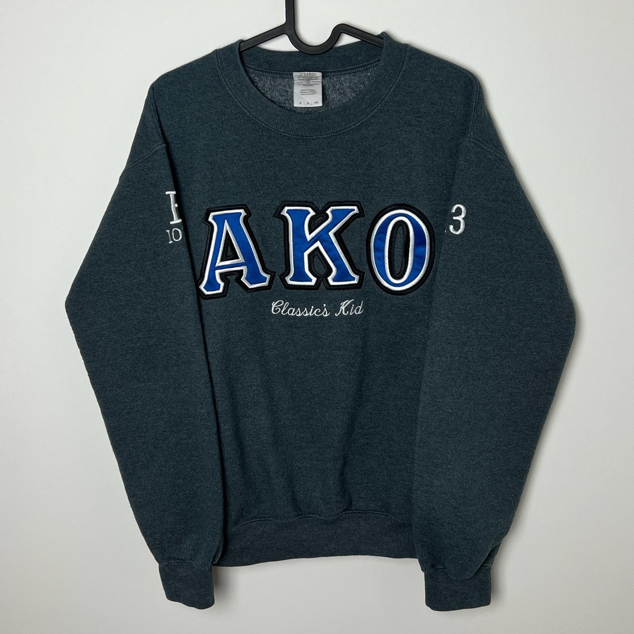 AKO classic kid grey sweatshirt embroidered gildan... - Depop