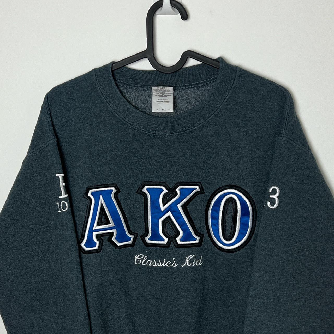 AKO classic kid grey sweatshirt embroidered gildan... - Depop