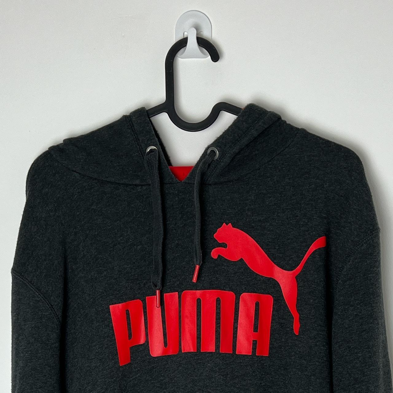 Puma red and grey printed hoodie 498 pit to pit 24... - Depop