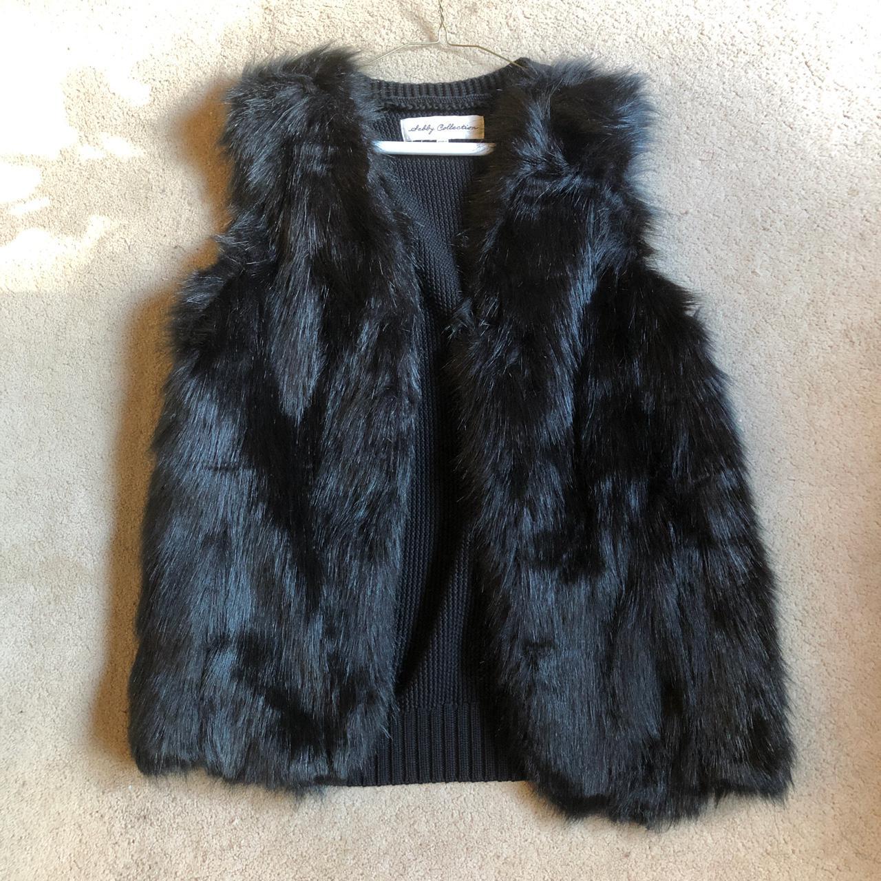 Sebby Collection brand vest, black faux fur front... - Depop