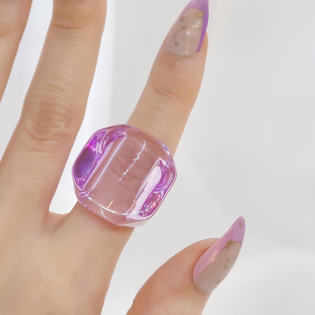 Chunky purple transparent acrylic ring 💜 - SIZE:... - Depop