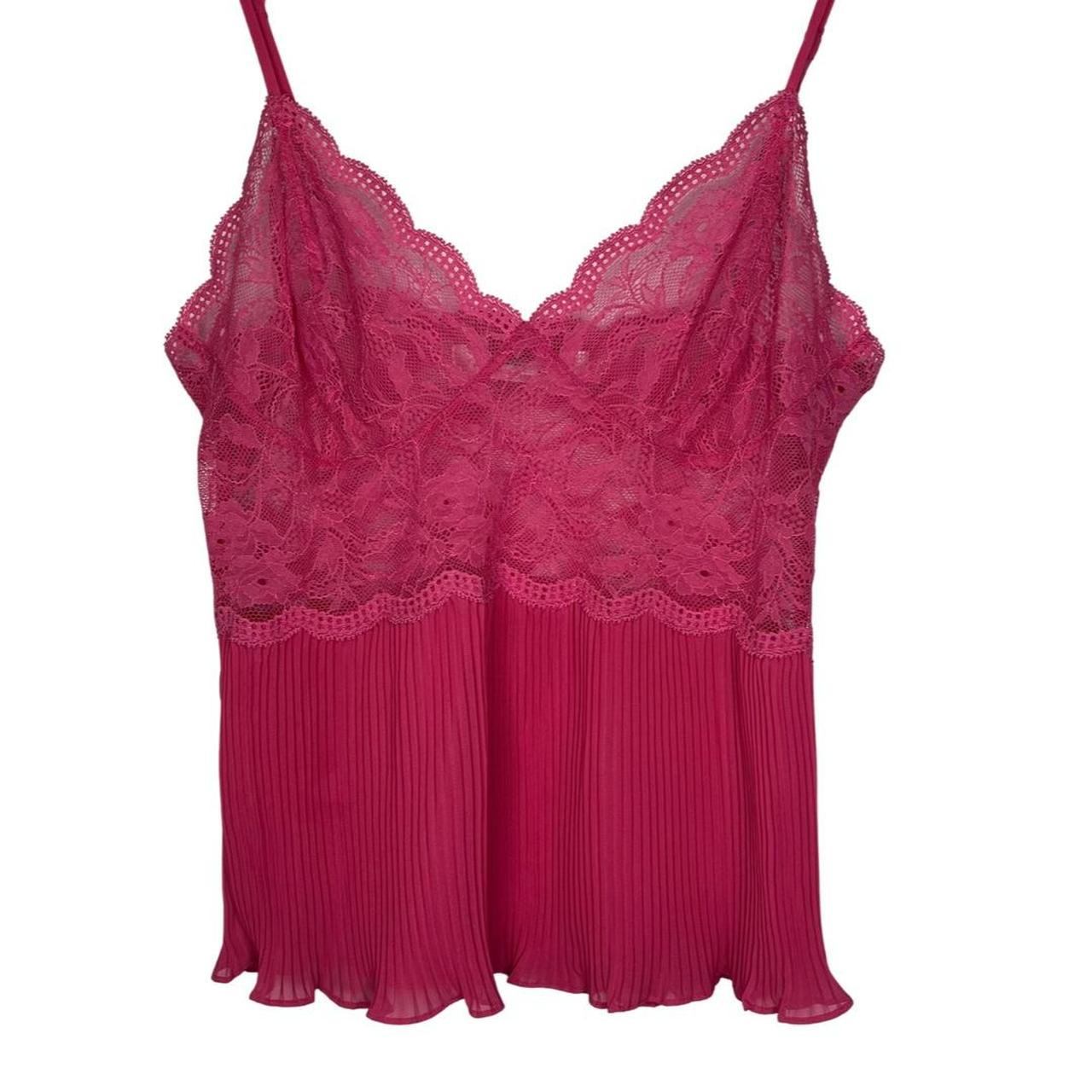Pink Sheer Lace Cami Stunning pink cami with... - Depop