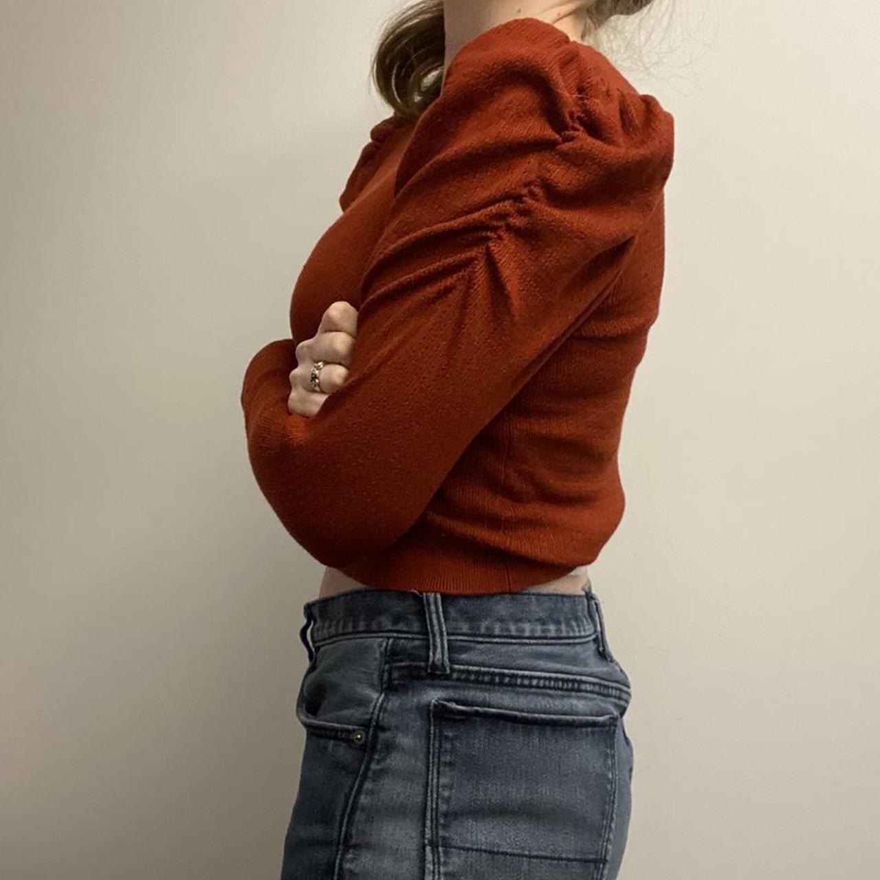 Crop Top -rust colored -crew neck, long... - Depop