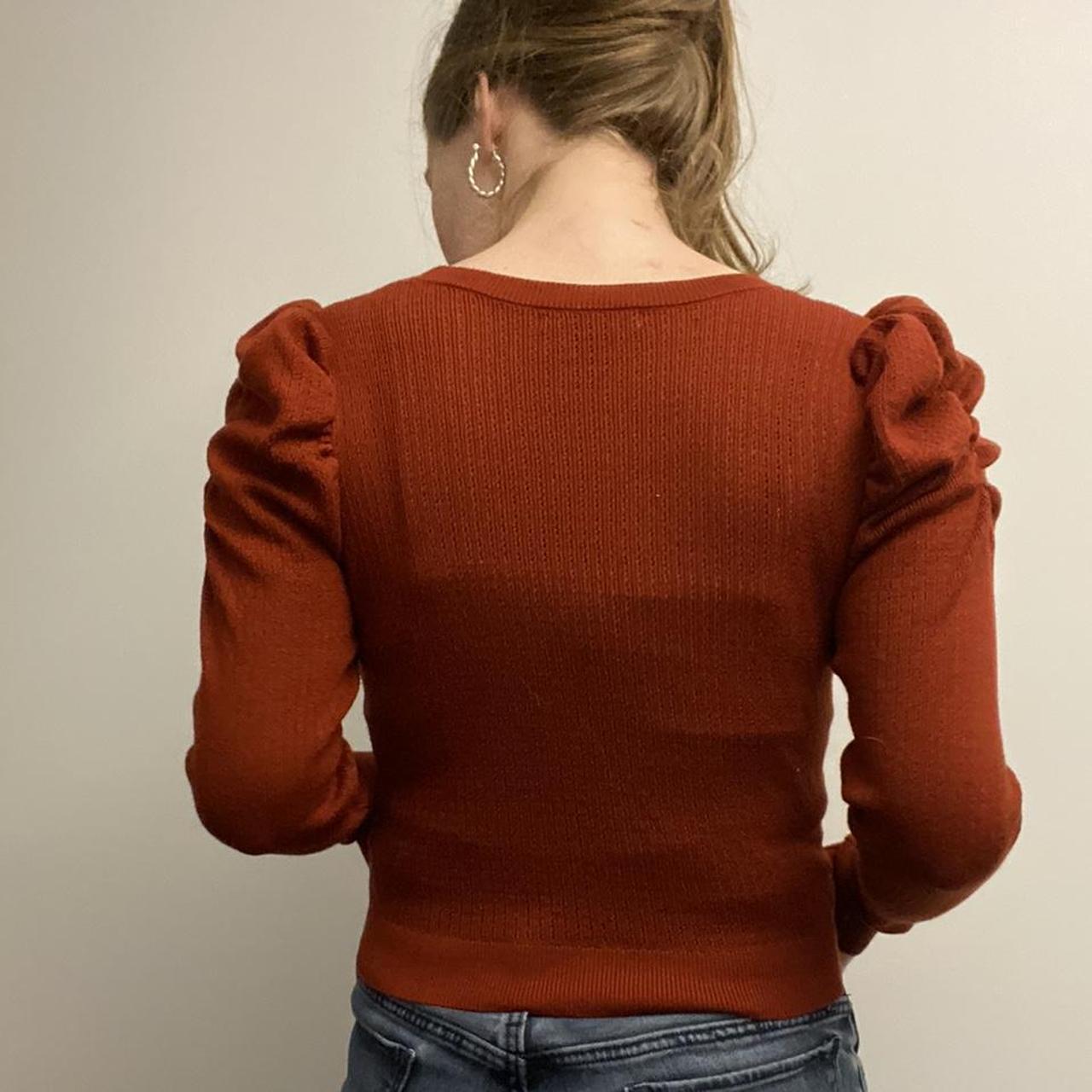 Crop Top -rust colored -crew neck, long... - Depop