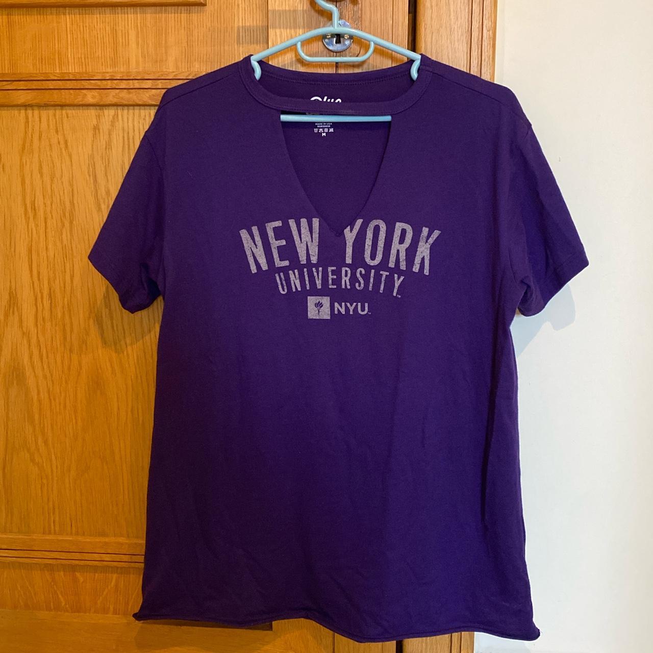 New York university (NYU) T-shirt with cutout... - Depop