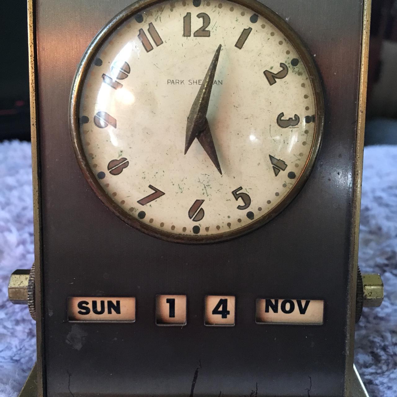 Vintage 1940's Park Sherman Brass Desk Clock -... - Depop