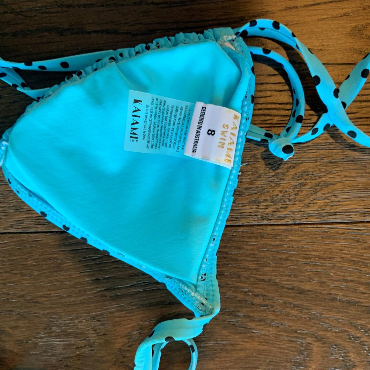 Kaiami Swim Blue And Black Spot Triangle Bikini Top Depop