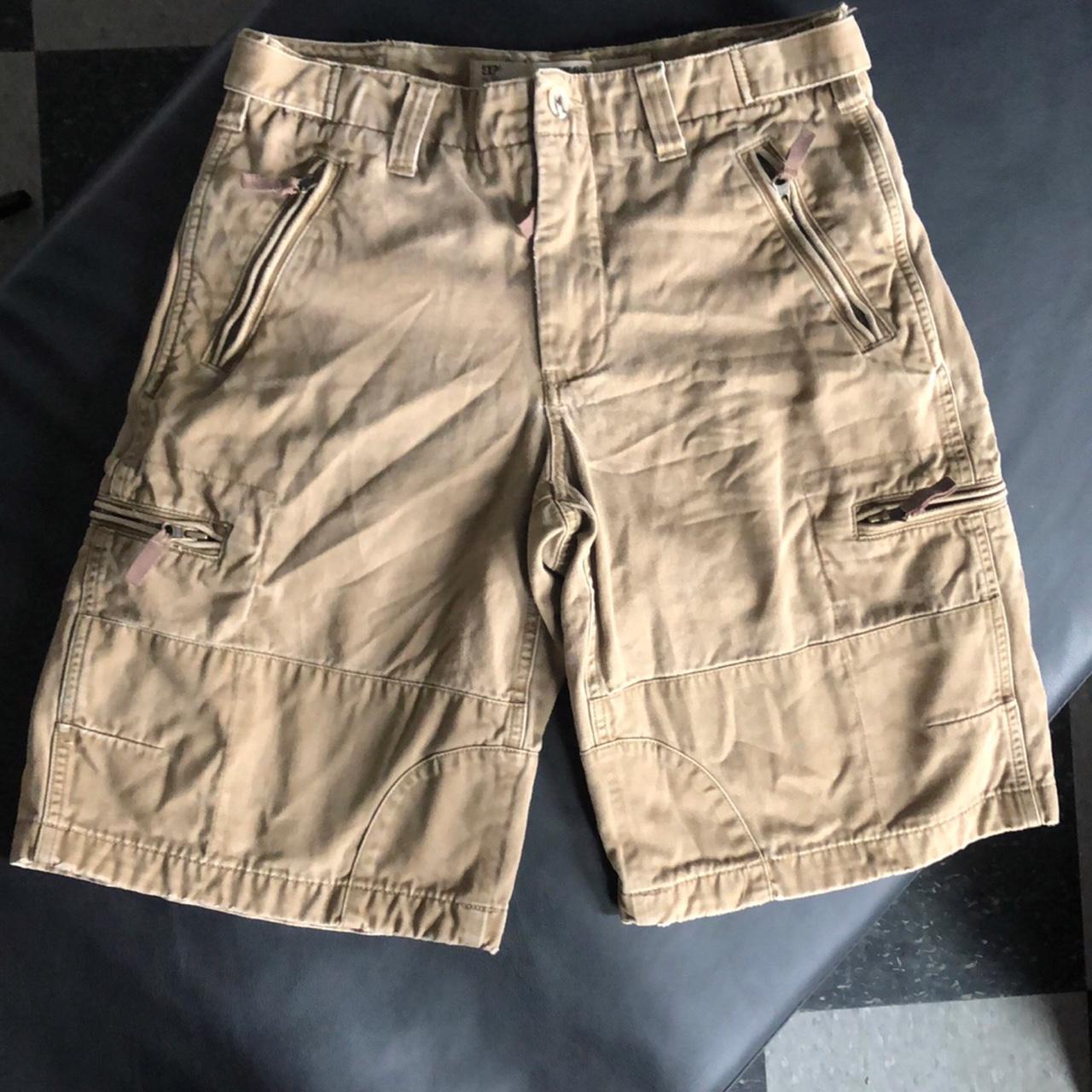 Express tan cargo shorts . Cargo shorts with zippers... - Depop