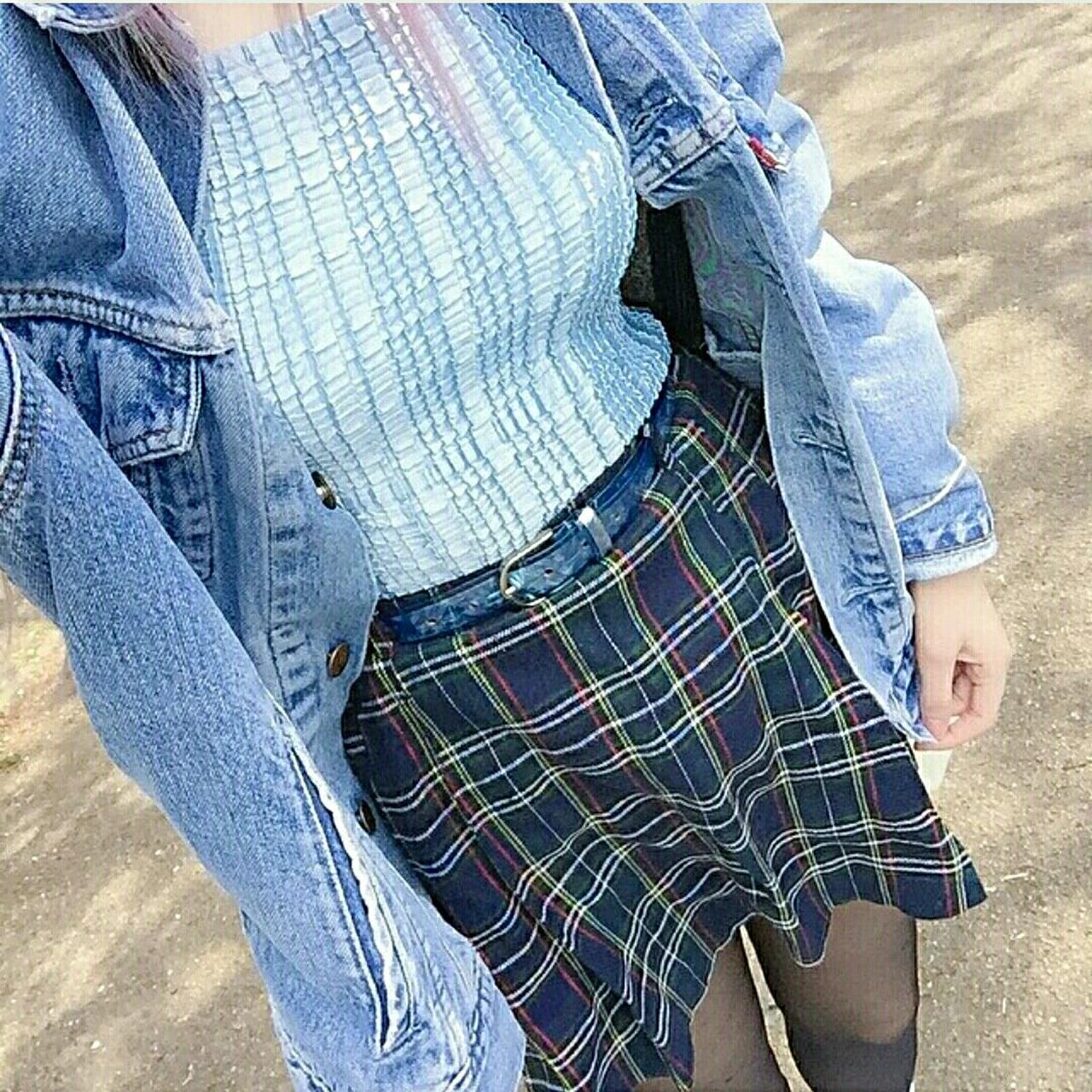 Y2k strappy top. Light blue vintage stretch satin... - Depop