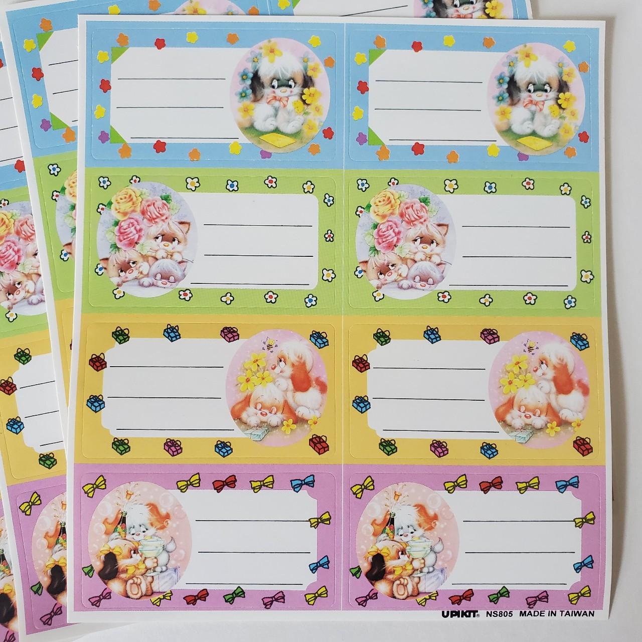 vintage puppies & kitties label sticker set come... - Depop