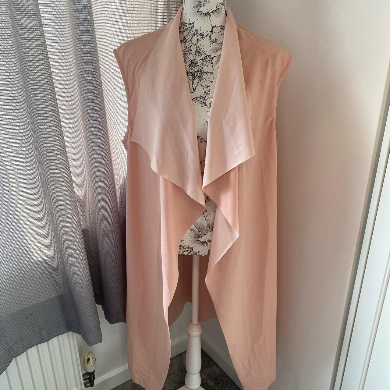 Pale Pink waterfall sleeveless jacket SHEIN size... - Depop