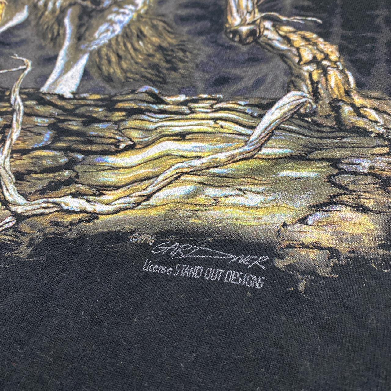 Vintage 90s charging wolf single stitch graphic t... - Depop