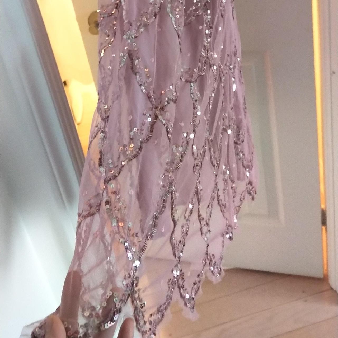 Vintage lace beaded pink cami dress.size... | Depop