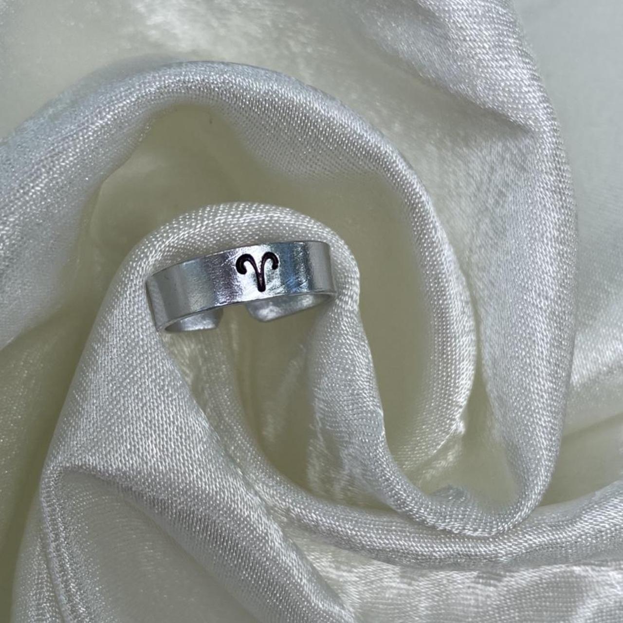 aries zodiac ring ♈︎ metal stamped, adjustable ring!... - Depop