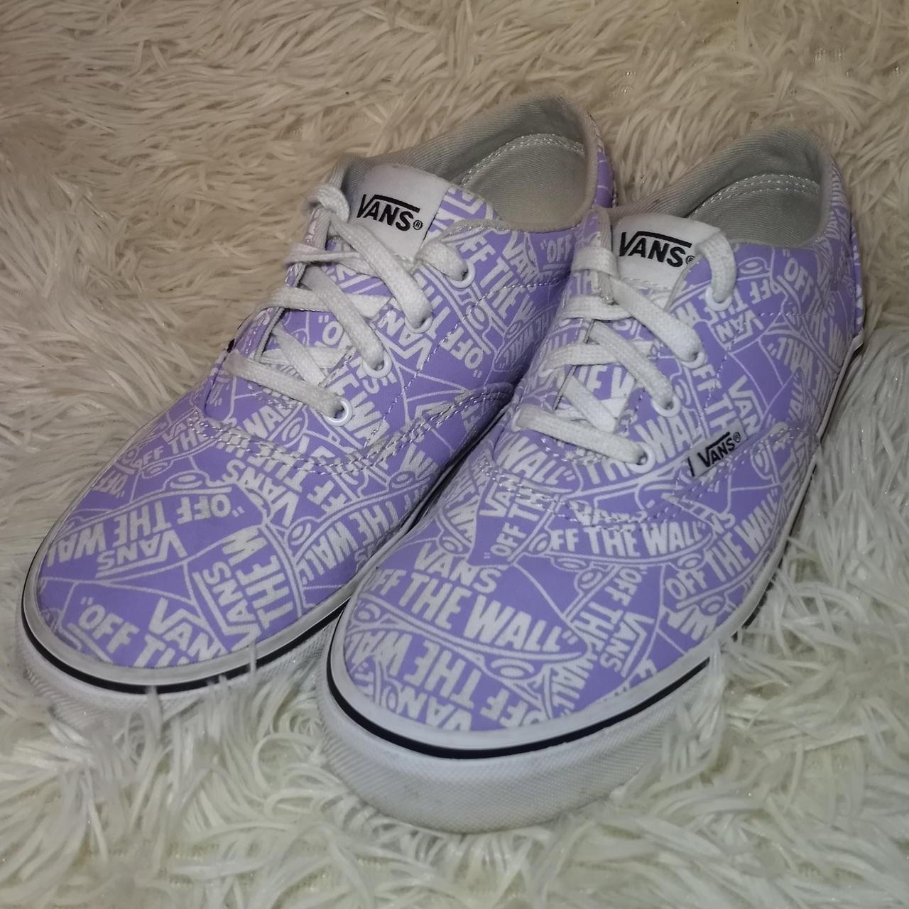 Purple Vans Logo Print Size 4 Missy Great Condition - Depop