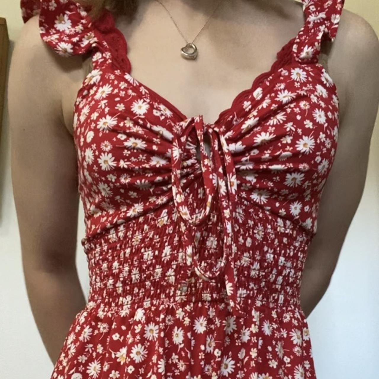 Rue 21 romper!! Red with yellow and white flowers.... - Depop