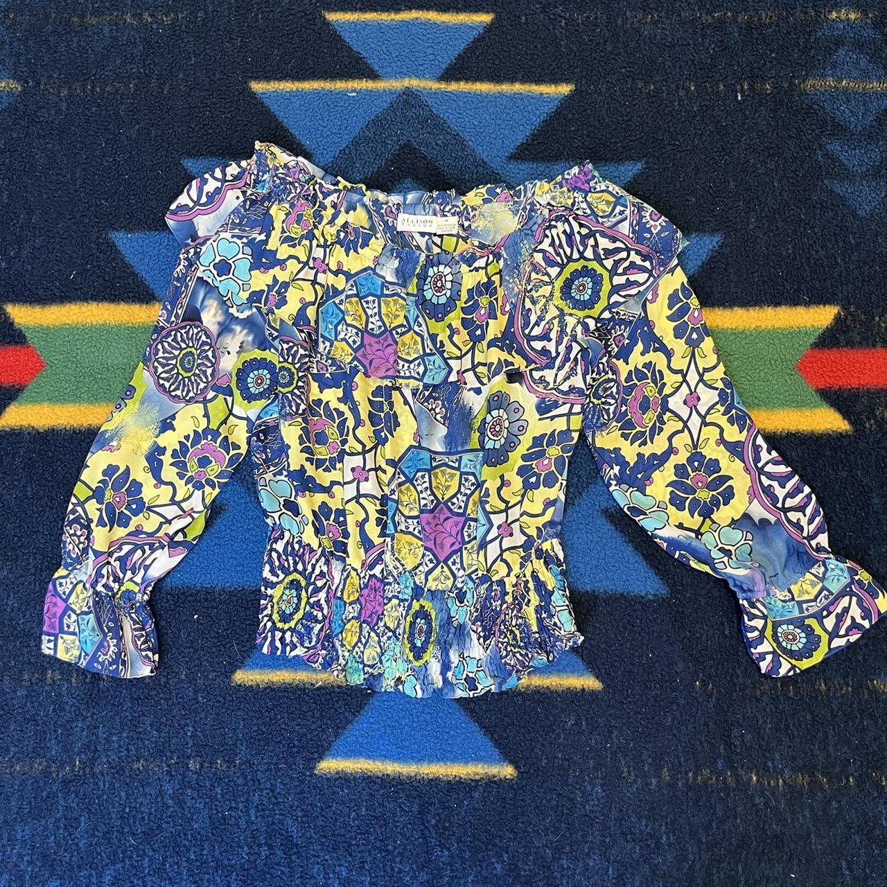 Allison Taylor Sheer Patterned Blouse... - Depop