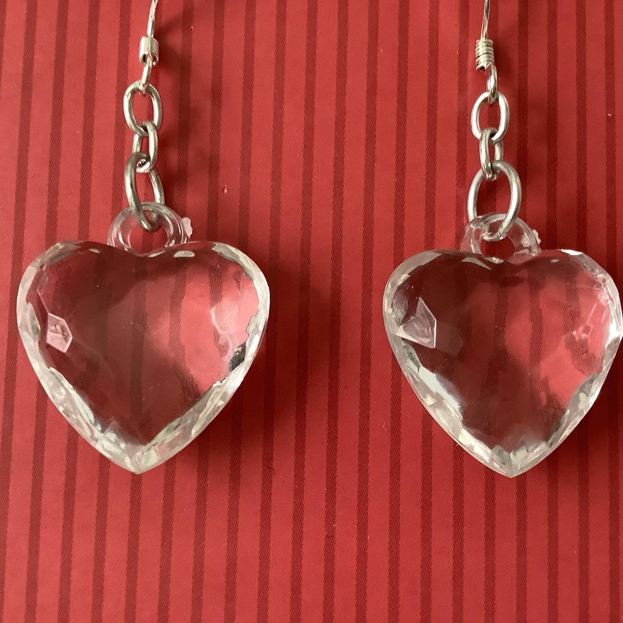 Clear acrylic faceted heart hook... - Depop