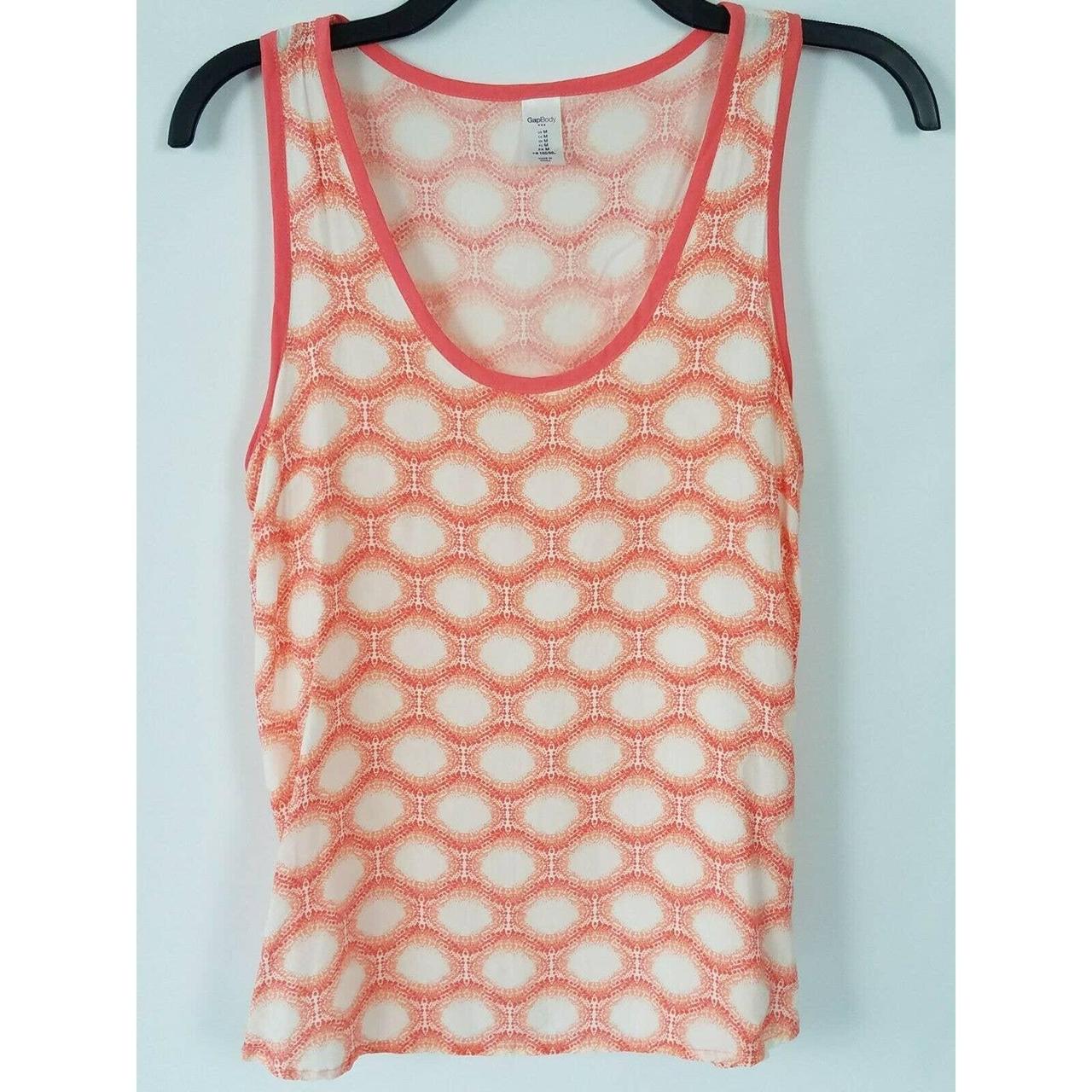 Gap Tank Top Women's Size M Orange White Polka Dot... - Depop