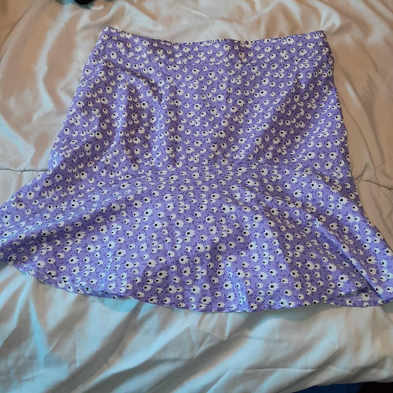 New Ladies Cute Silky Mini Purple Skirt Floral Depop