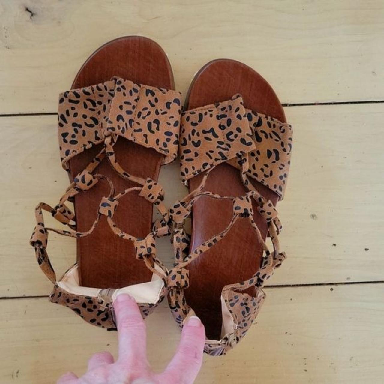 New! Cheetah print sandals Back zipper Size 41 fits... - Depop