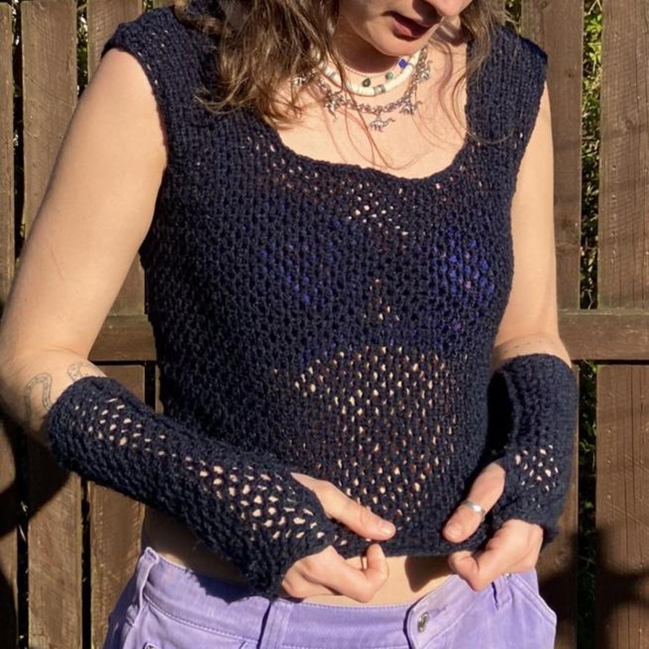 . 🪢Crochet Top🪢 Crochet Fish Net Crop Top Custom... - Depop